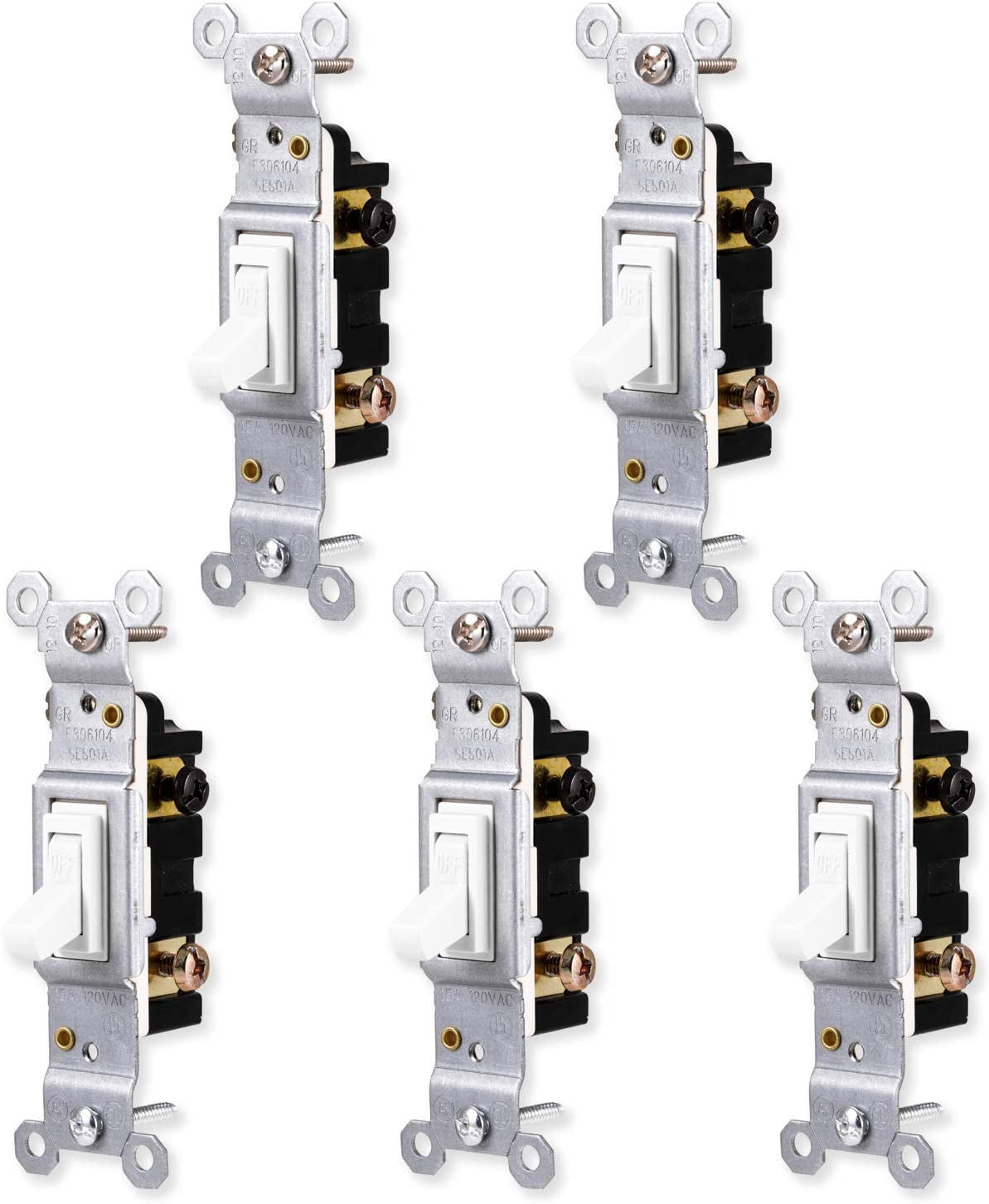 3Grace Electrical Grounding Toggle Switch, Single Pole Light Switch, In ...