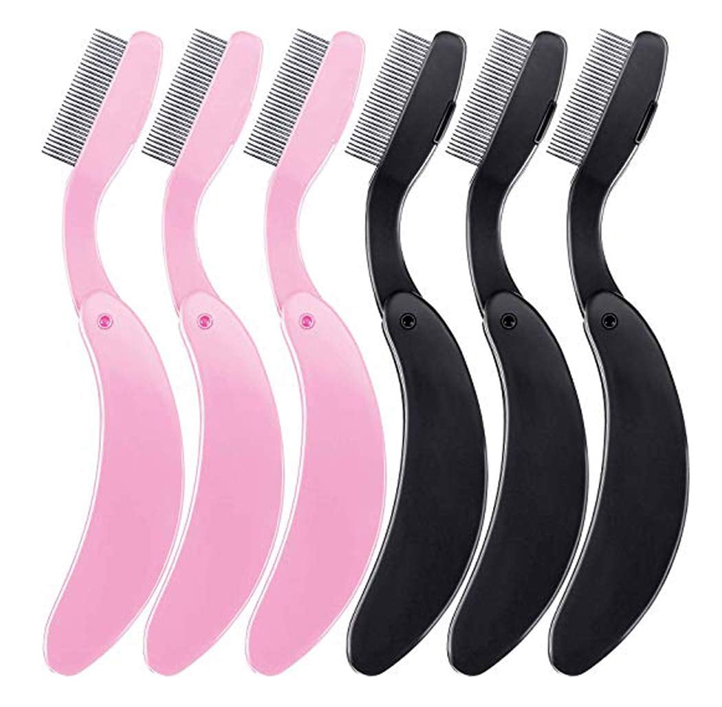 6 Packs Folding Eyelash Comb, Stainless Steel Teeth Eyebrow Comb ...