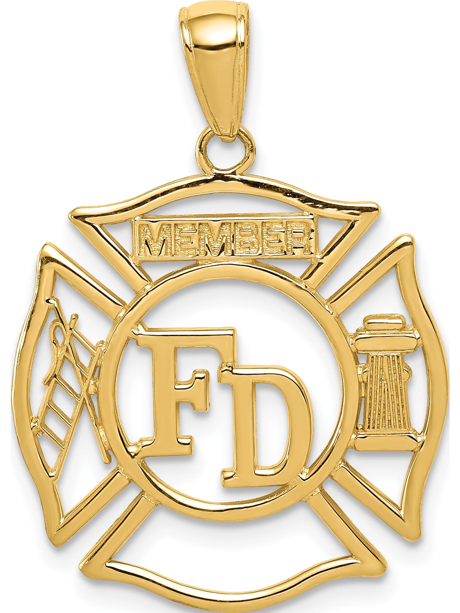 14k Yellow Gold FD Member in Shield (20.5x30mm) Pendant / Charm ...