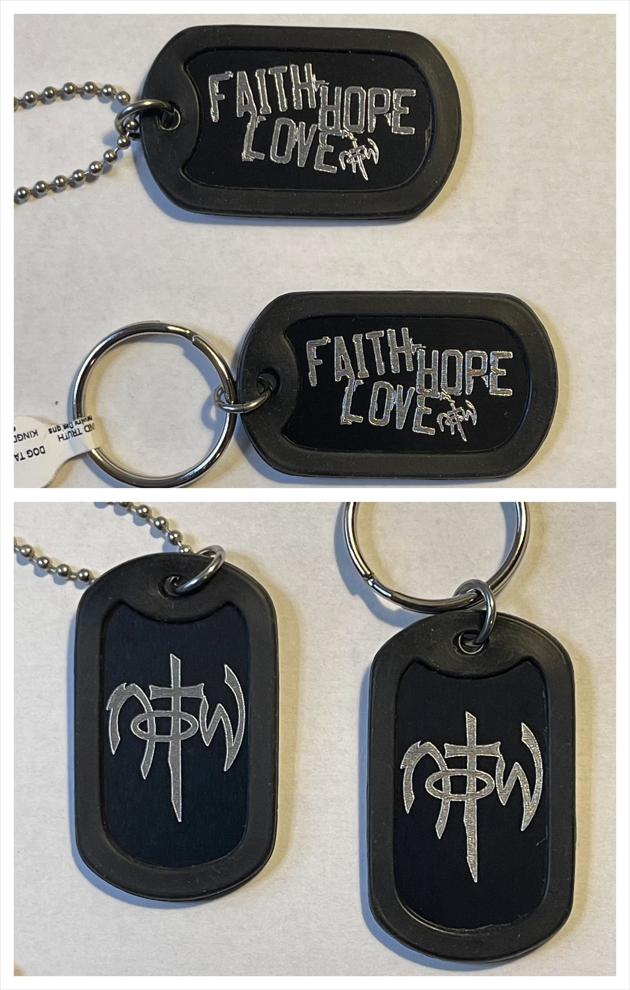 Dog Tag Chain Necklace w/matching Key Chain Faith Hope Love - Walmart.com