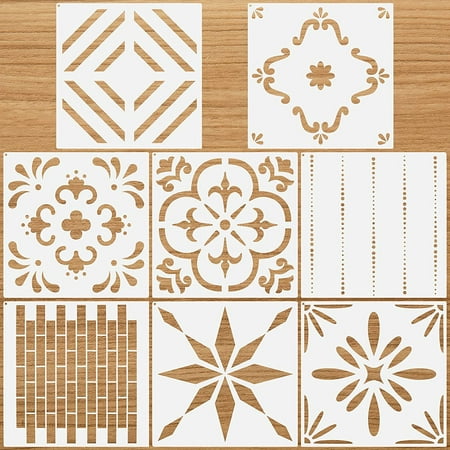 9 Pieces Geometric Wall Stencil Kit Herringbone Stencil Mexican Jewel ...