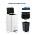 4.8 Gallon Rectangular Trash Can with Soft-Close Lid, Garbage Can Foot ...