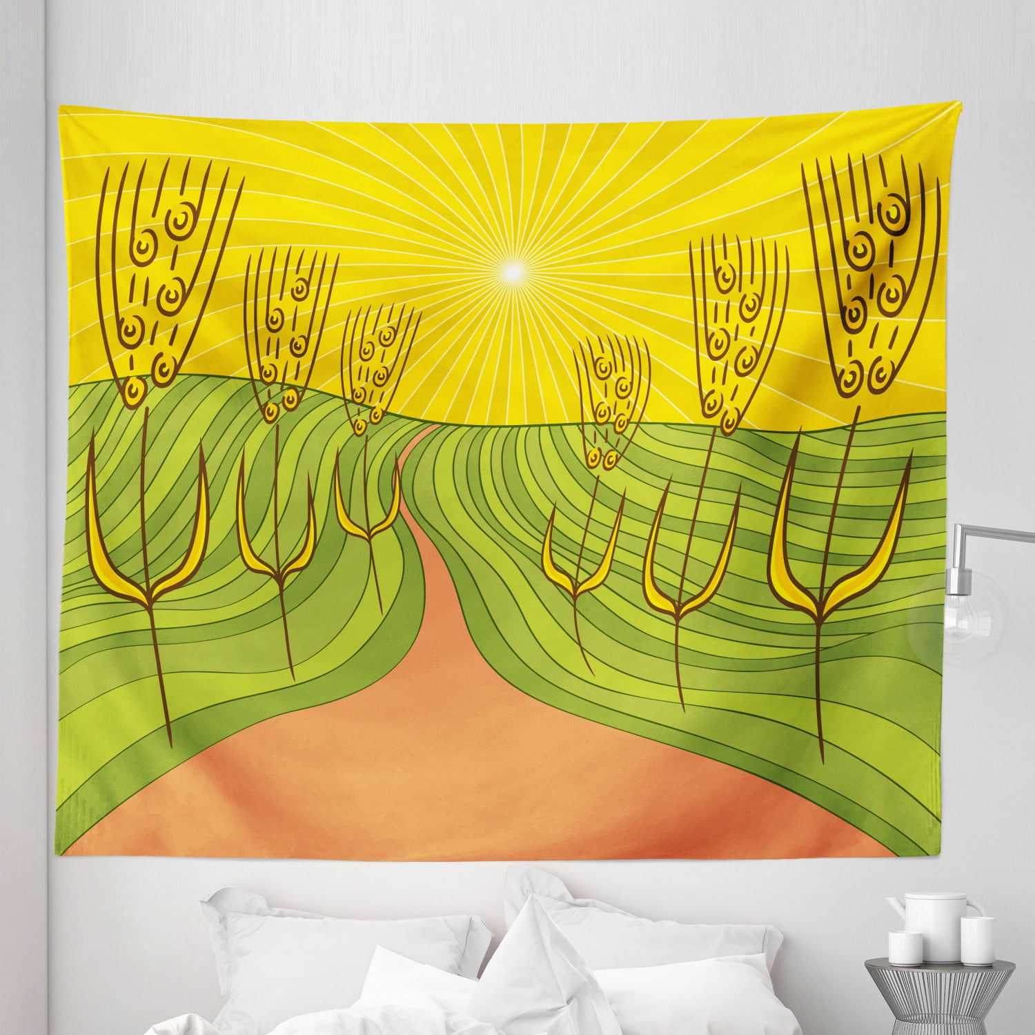 County Tapestry, Agriculture Themed Farmland with Starburst Lines and ...