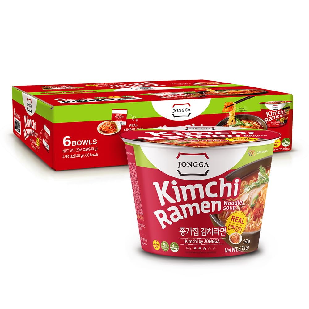 Kimchi Ramen with Real Kimchi 4.9 oz Pack of 6, Korean Instant Hot and ...