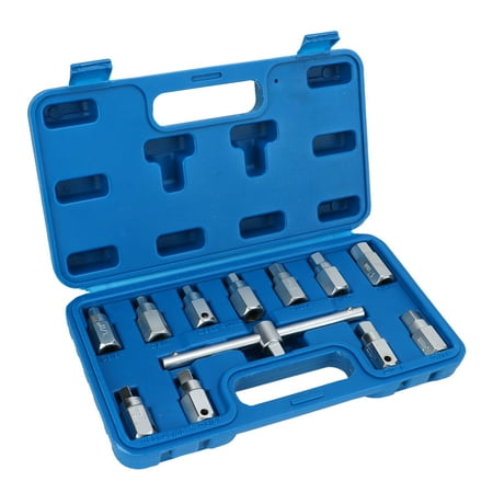 Drain Plug Key Socket Set, 12 Pcs Steel Oil Sump Screw Socket Wrench ...