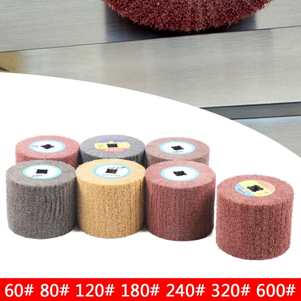 Fichiouy 7 Pcs Abrasive Wire Drawing Wheel Brush Drum Burnishing ...