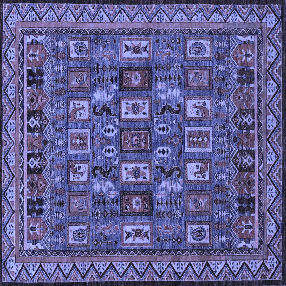 Ahgly Company Indoor Square Abstract Blue Modern Area Rugs, 6' Square ...