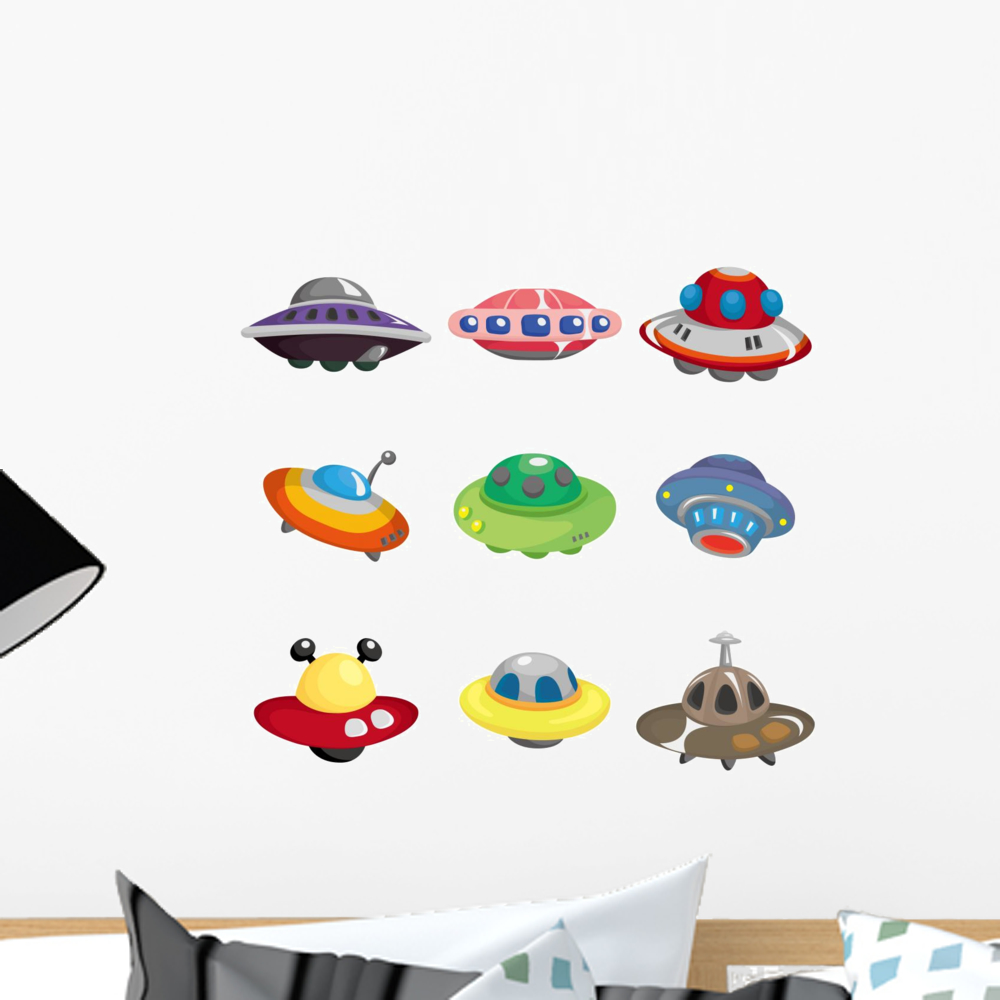 Ufo Spaceship Icon Set Wall Decal by Wallmonkeys Peel and Stick Graphic ...