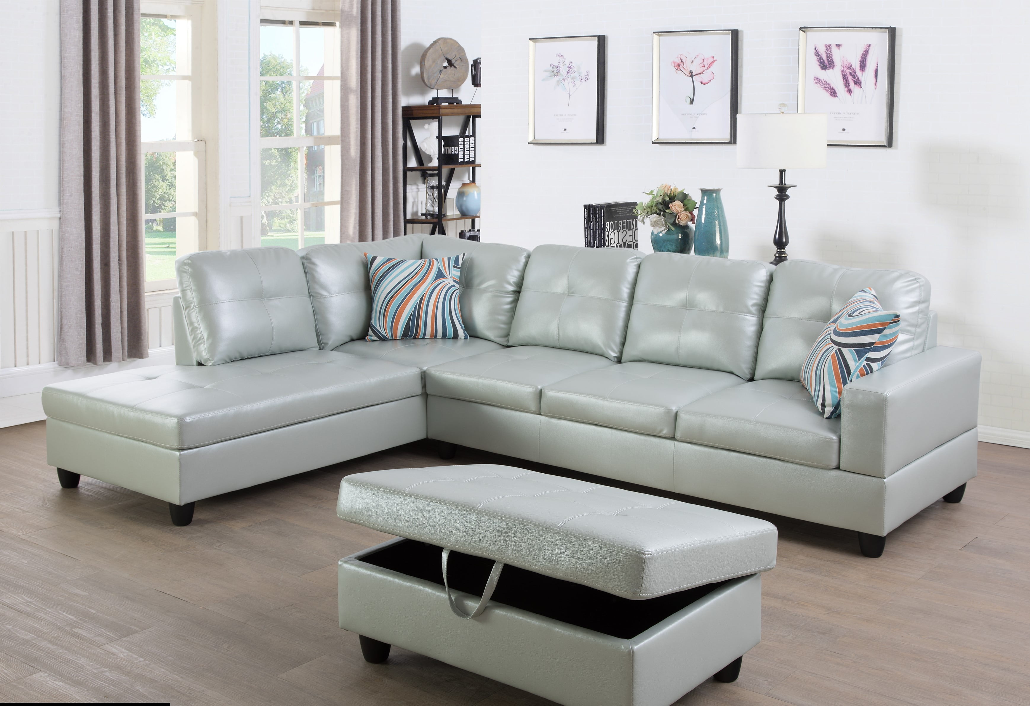 Sandra Left Hand Sectional Sofa Set with ottoman - Walmart.com