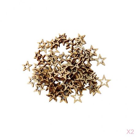 200-Pack Natural Wood Unfinished Hollow Star Shapes for Projects ...