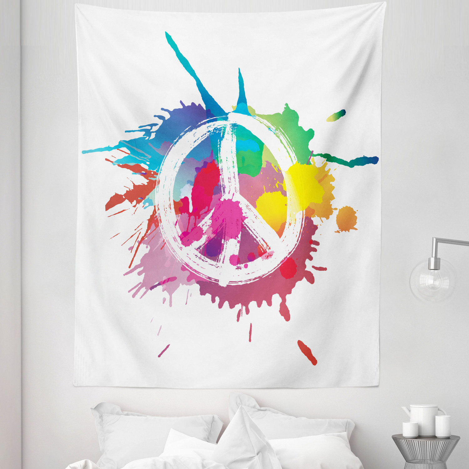 Colorful Tapestry, Famous Widely Used Peace Logo with Colorful Splash ...