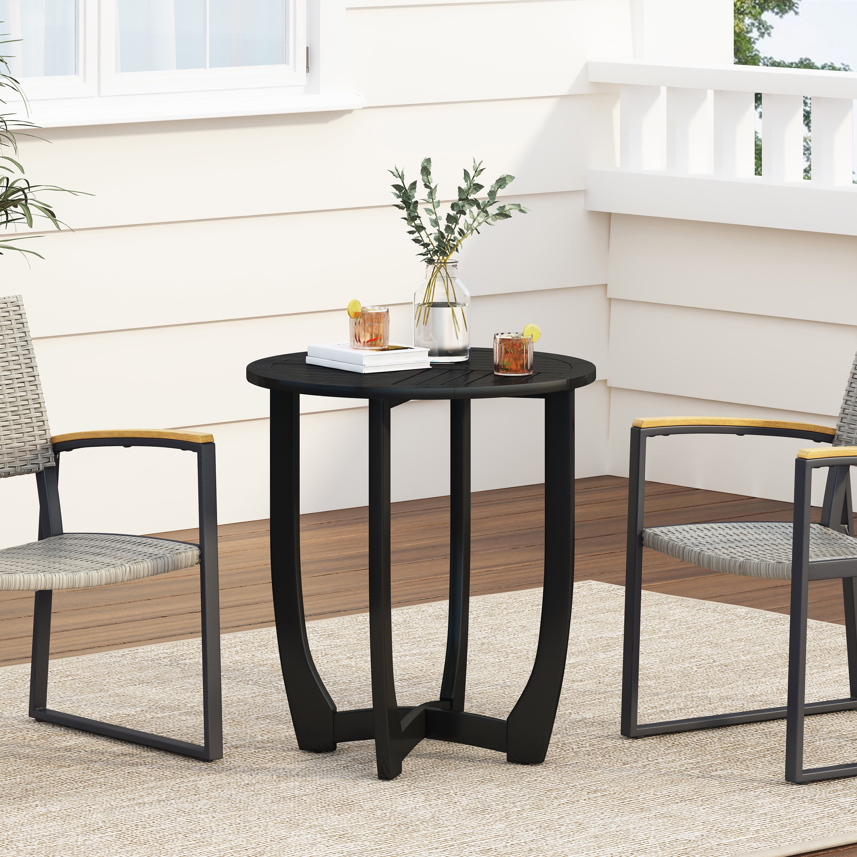 Noble House Tavon Acacia Wood Indoor Dining Table, Black - Walmart.com