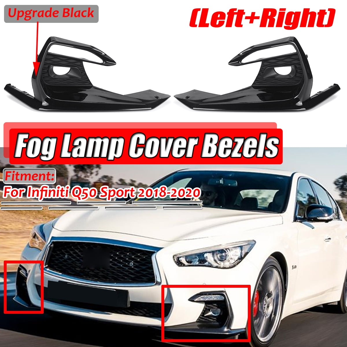 1pair Fog Lamp Cover Bezels For Infiniti Q50 Sport 2018-2020 Upgrade ...