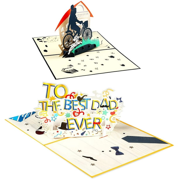 2 Pieces Father's Day Pop Up Card 3D Father's Day Greeting Cards Father ...