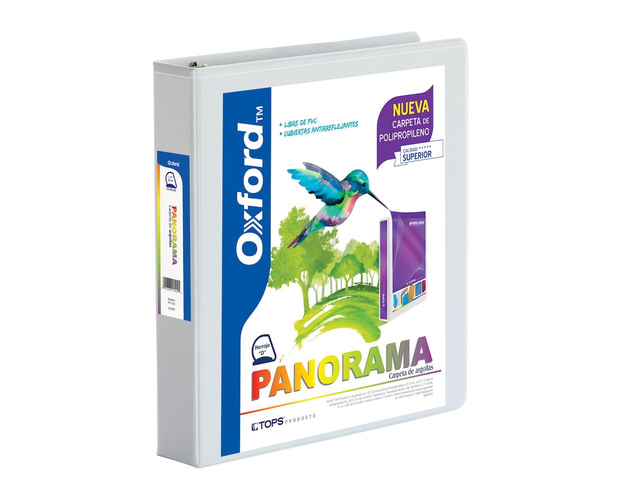 Carpeta de Argollas Oxford Panorama, Tamaño Carta, Herraje "D" de 1.5 ...