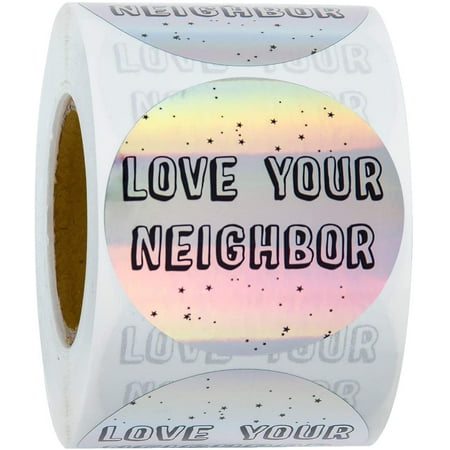 IGUOHAO Love Your Neighbor Stickers - Black Ink Holographic Silver ...