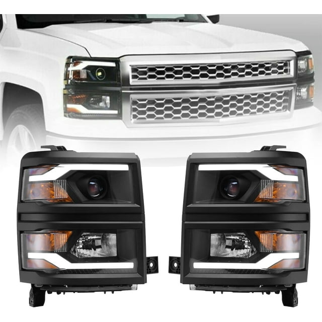 Headlight For 2014 2015 Chevy Silverado 1500 Headlights Pickup Black ...