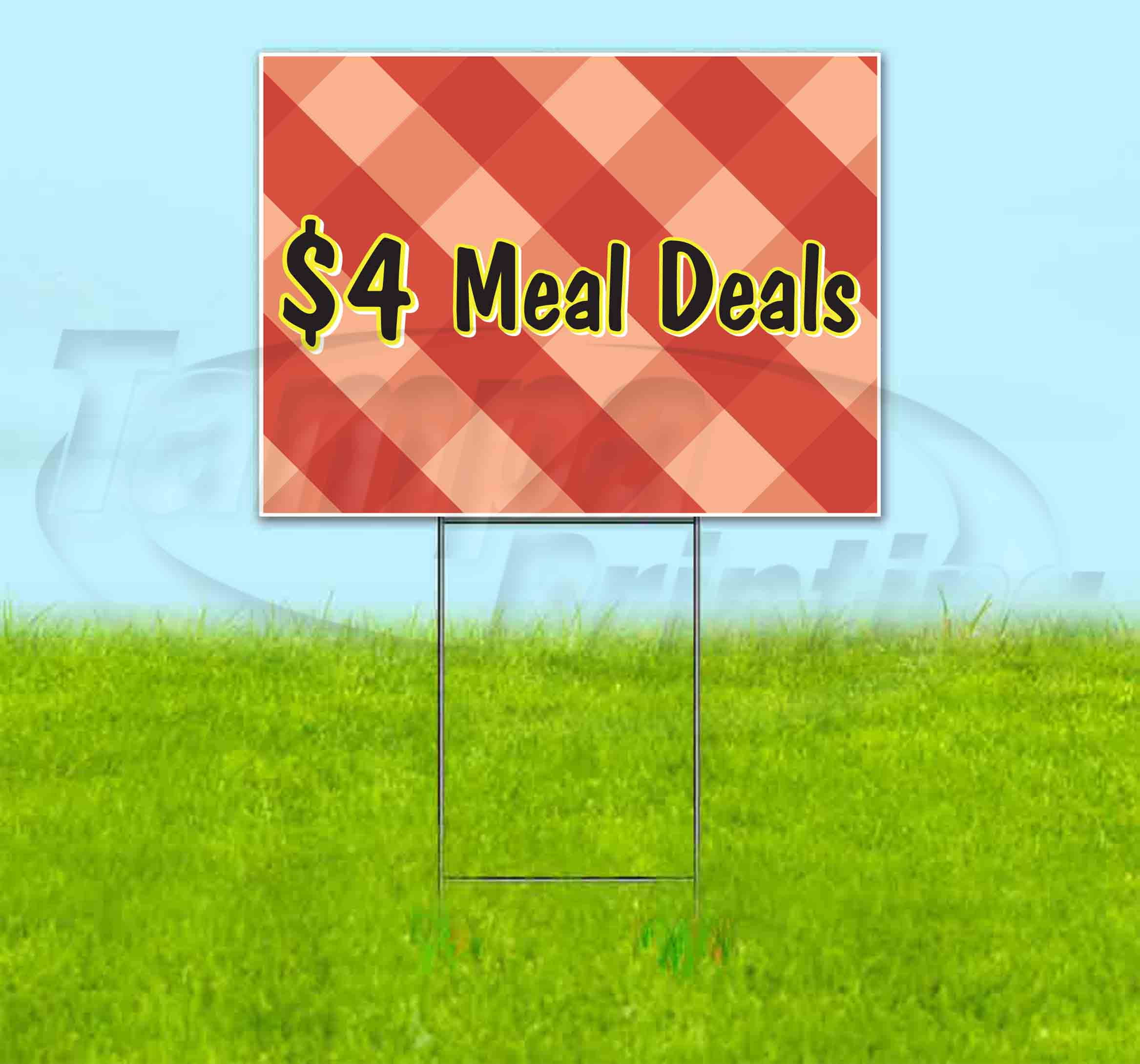 $4 Meal Deals (18" x 24") Yard Sign, Includes Metal Step Stake ...