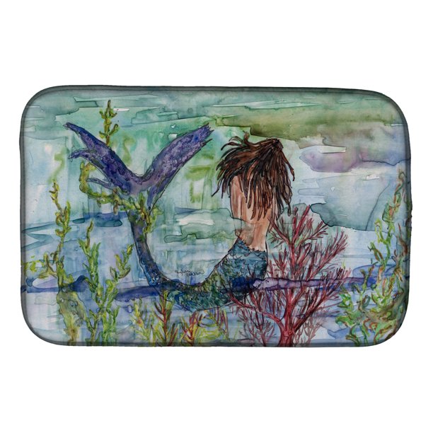 Brunette Mermaid Coral Fantasy Dish Drying Mat - Walmart.com