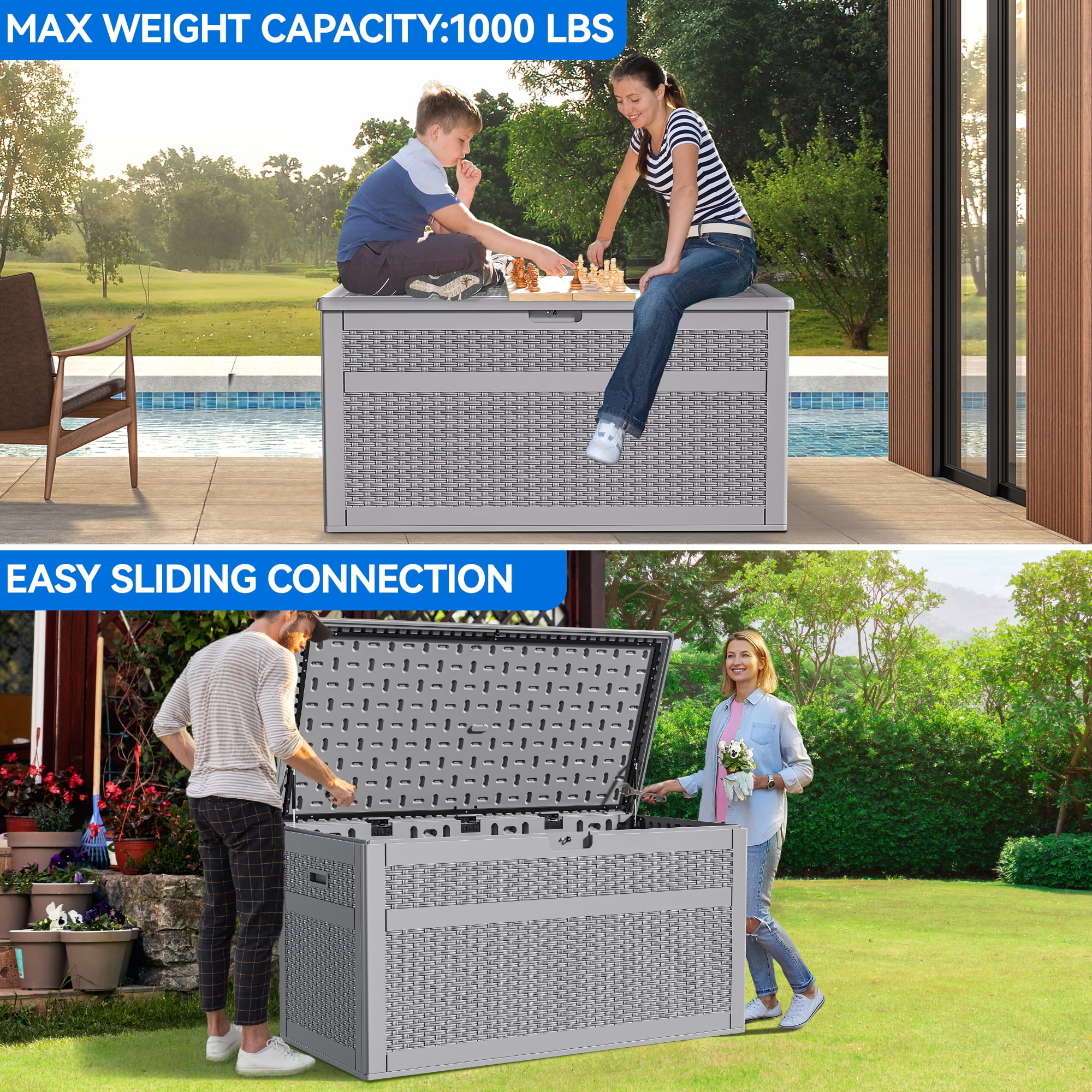 Dextrus Extra-Large Outdoor Storage Deck Box - 230 Gallon Capacity ...