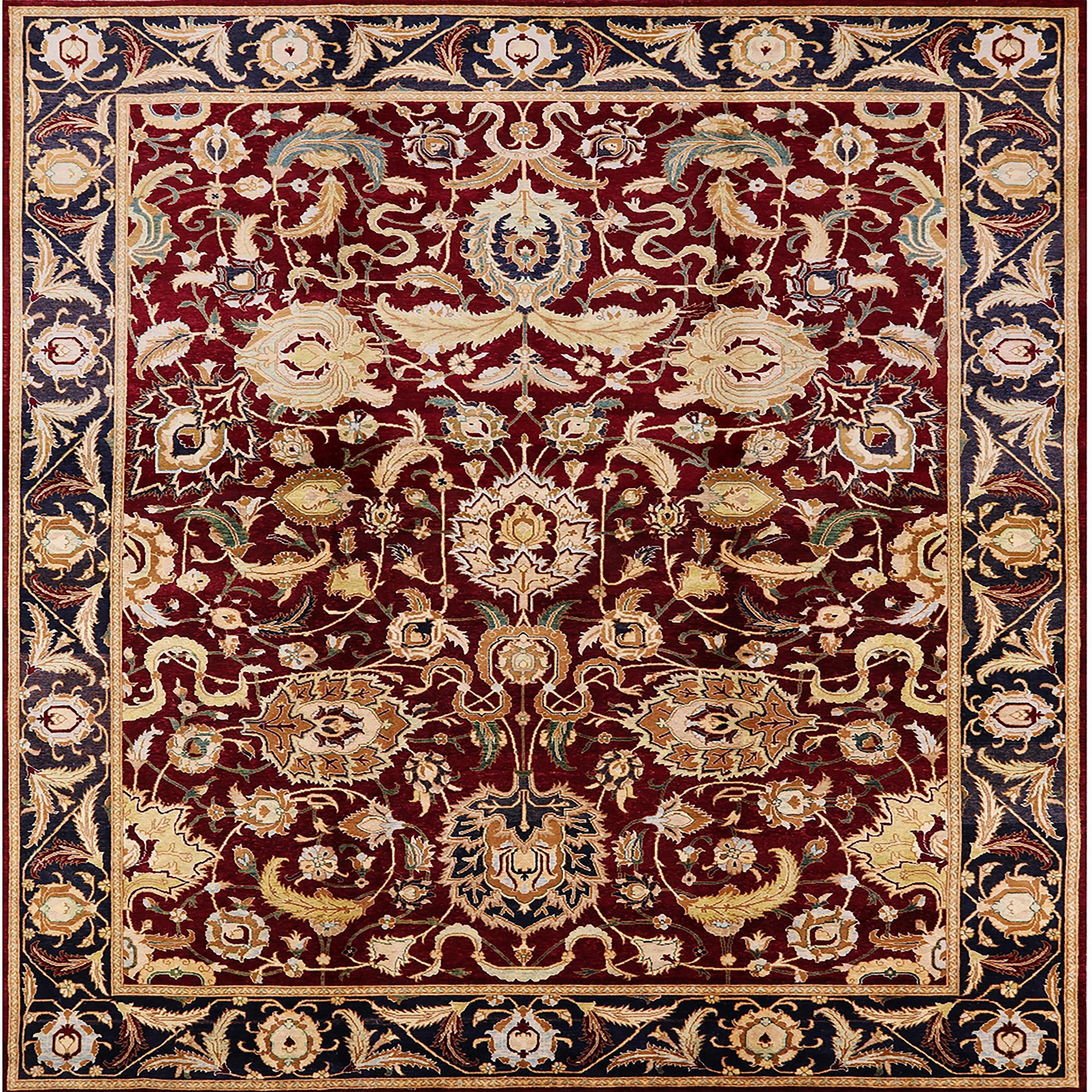 Ahgly Company Indoor Square Mid-Century Modern Deep Red Oriental Area ...