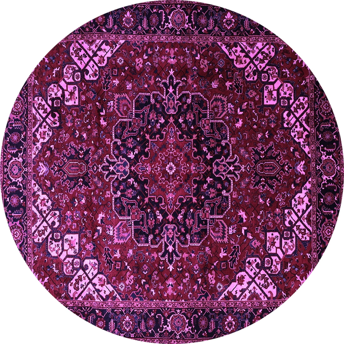 Ahgly Company Indoor Round Persian Purple Traditional Area Rugs, 4 ...