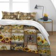 4 Piece Duvet Cover Set Queen, Vintage Country Pastoral Sunflower Plaid ...