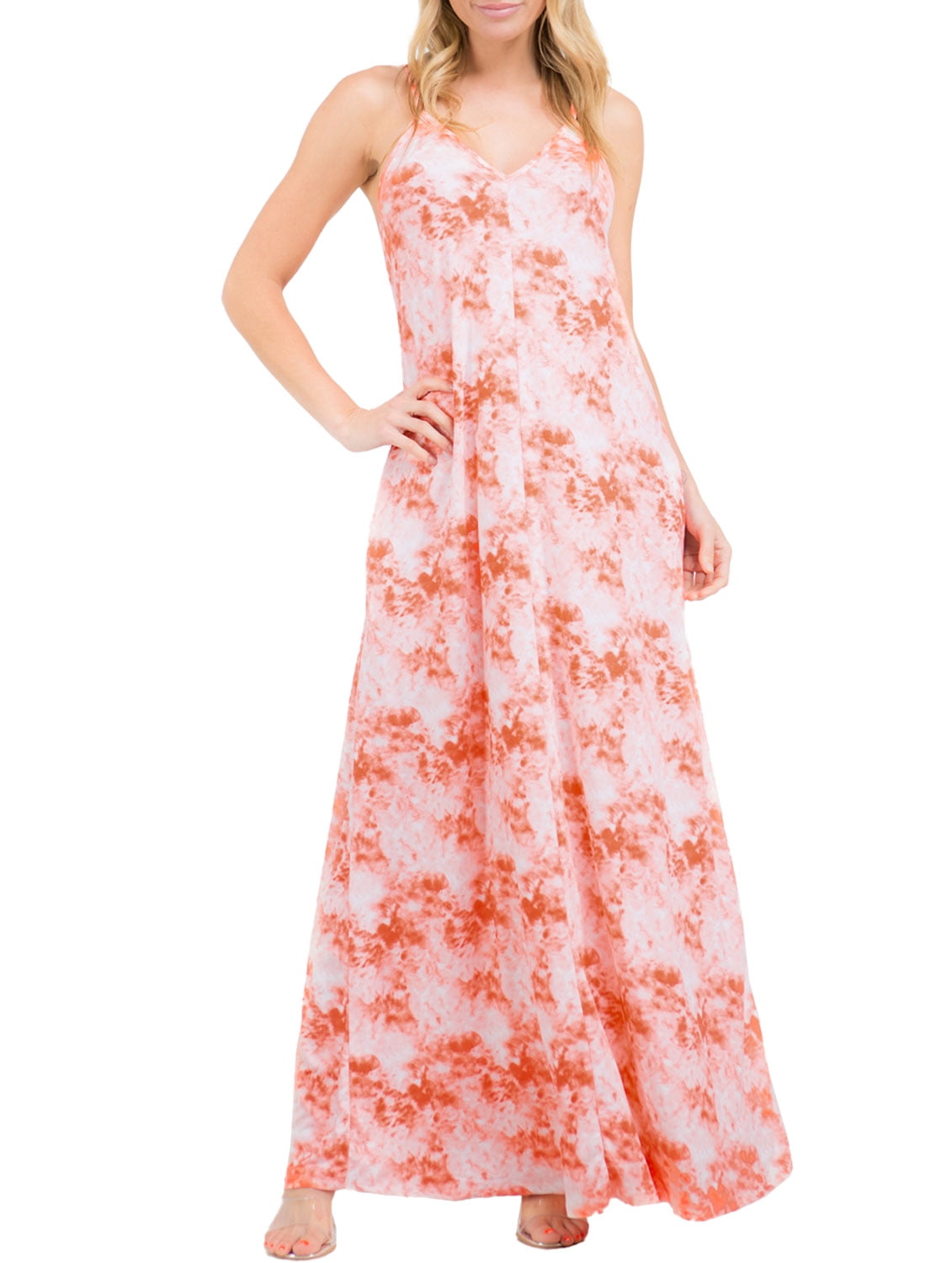 Doublju Women's Spaghetti Strap Maxi Dress with Pockets (Plus Size ...