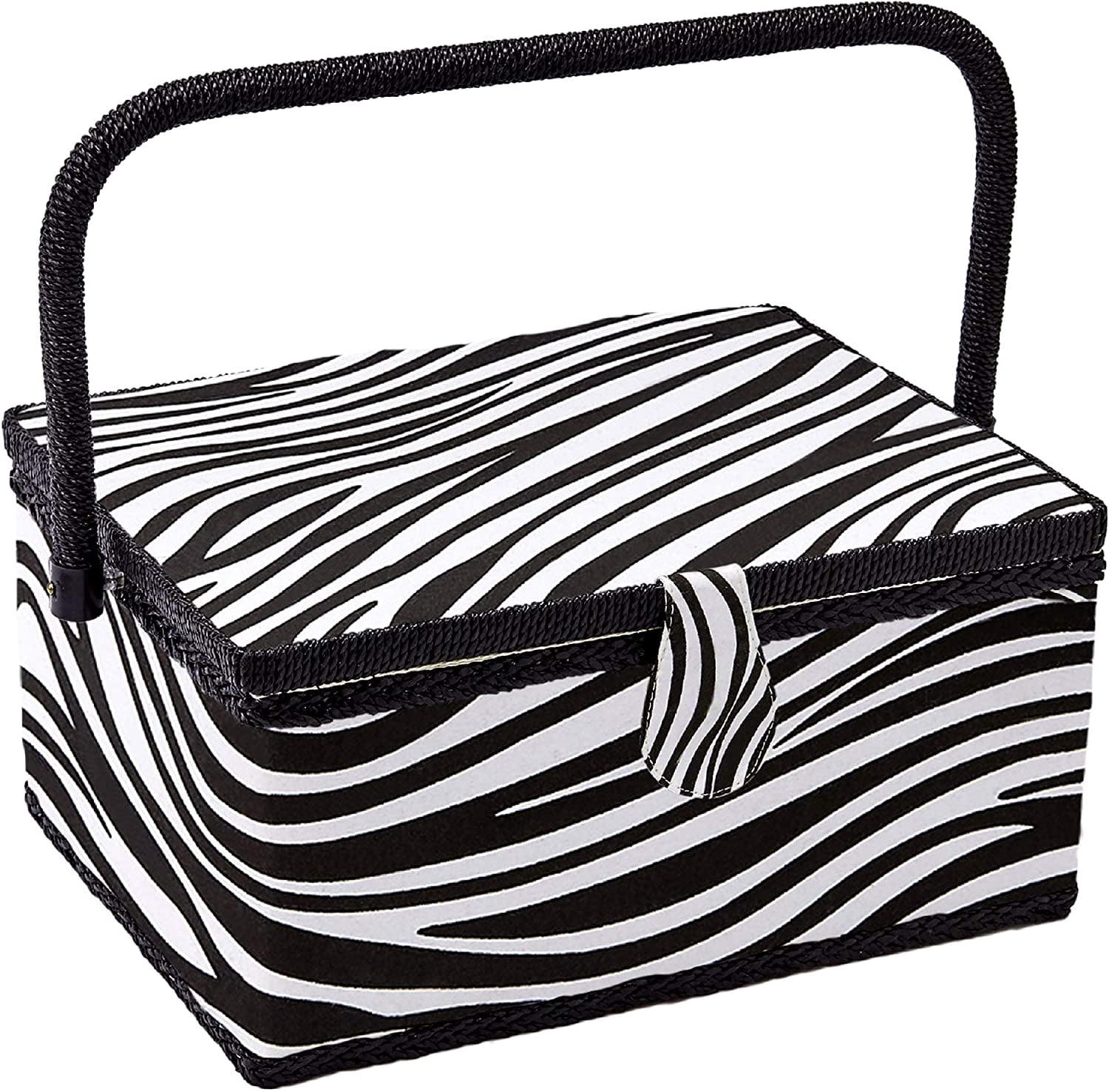 Sewing Basket with Zebra Design - Sewing Kit Storage Box with Removable ...