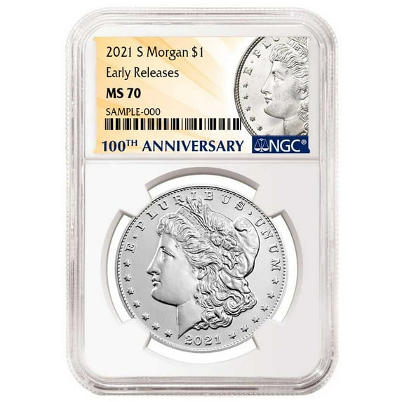 2021-S $1 Morgan Silver Dollar NGC MS70 ER 100th Anni. Label - Walmart.com