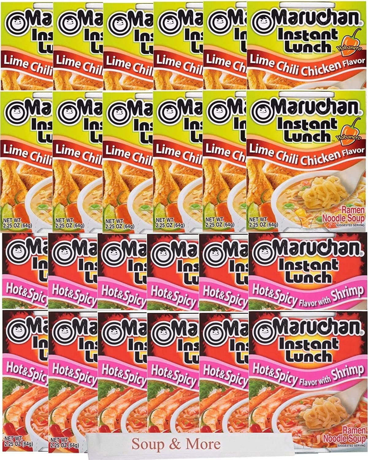 Maruchan Ramen Instant Cup Noodles 24 Count - 12 Hot & Spicy Shrimp ...