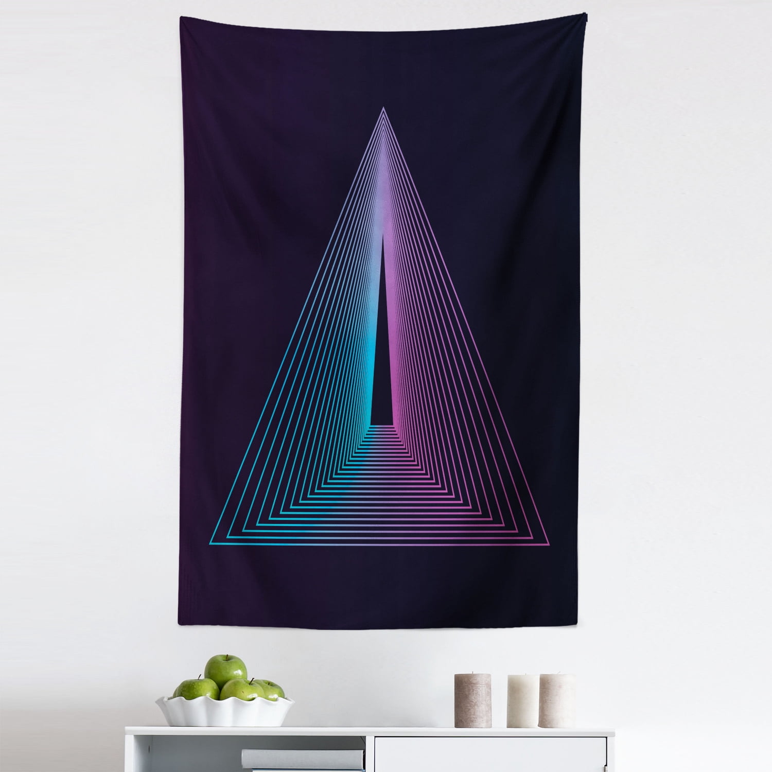 Abstract Tapestry, Modern Geometric Artwork of Triangles Optical ...