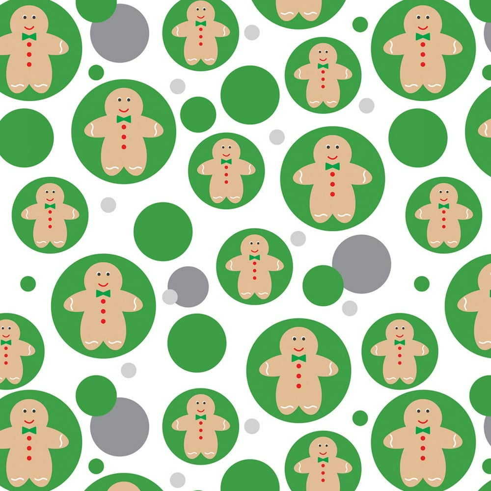 Cute Gingerbread Man Cookie Christmas Premium Gift Wrap Wrapping Paper ...