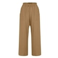 ClodeEU Women's Linen Blend Straight Leg Pants with Elastic Waist ...