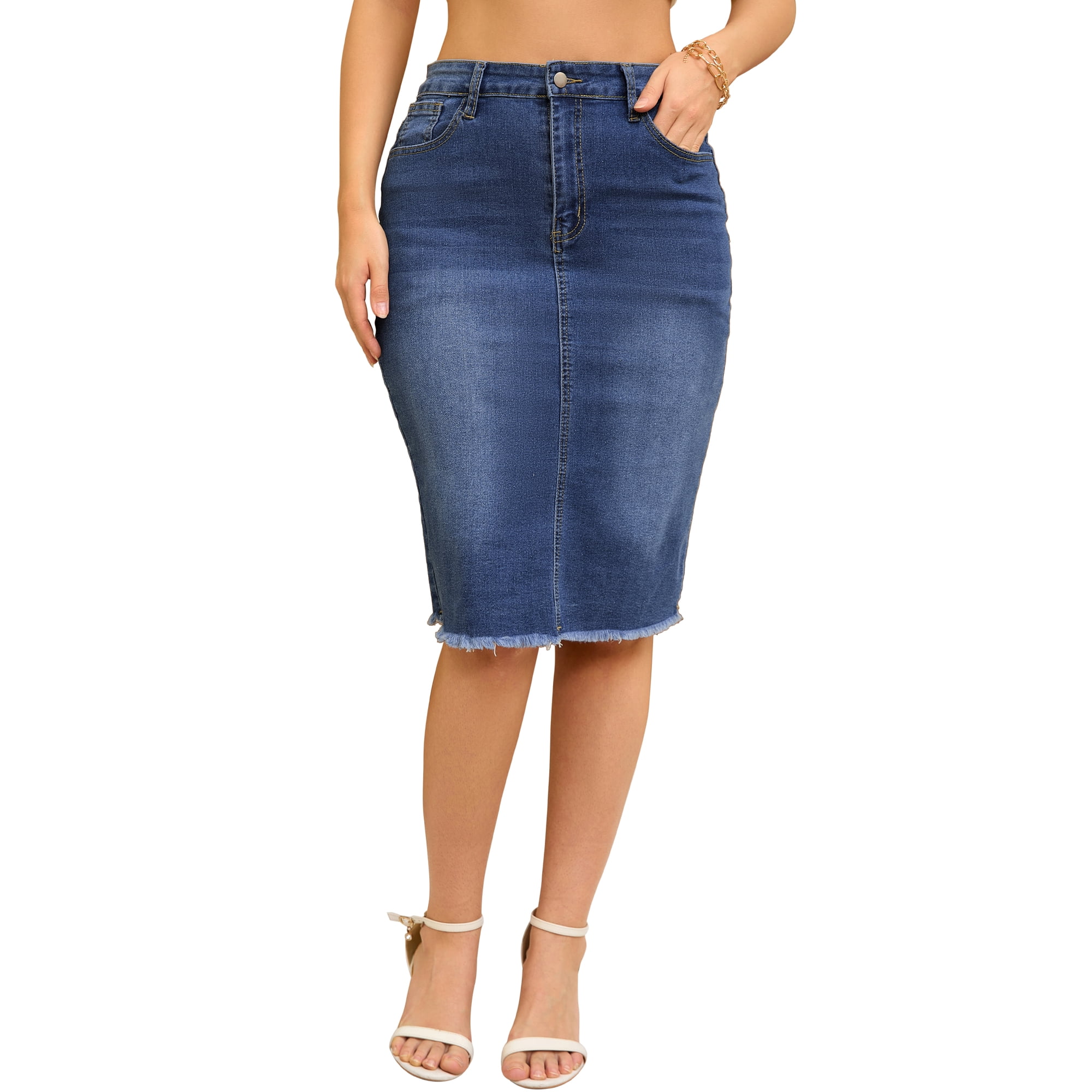 Click here for Inspire Chic Womens Jean Skirts Raw Hem High Waist... prices