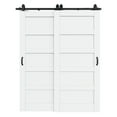 56" x 80" 5-Panel White Primed Solid Core Sliding Bypass Barn Door ...