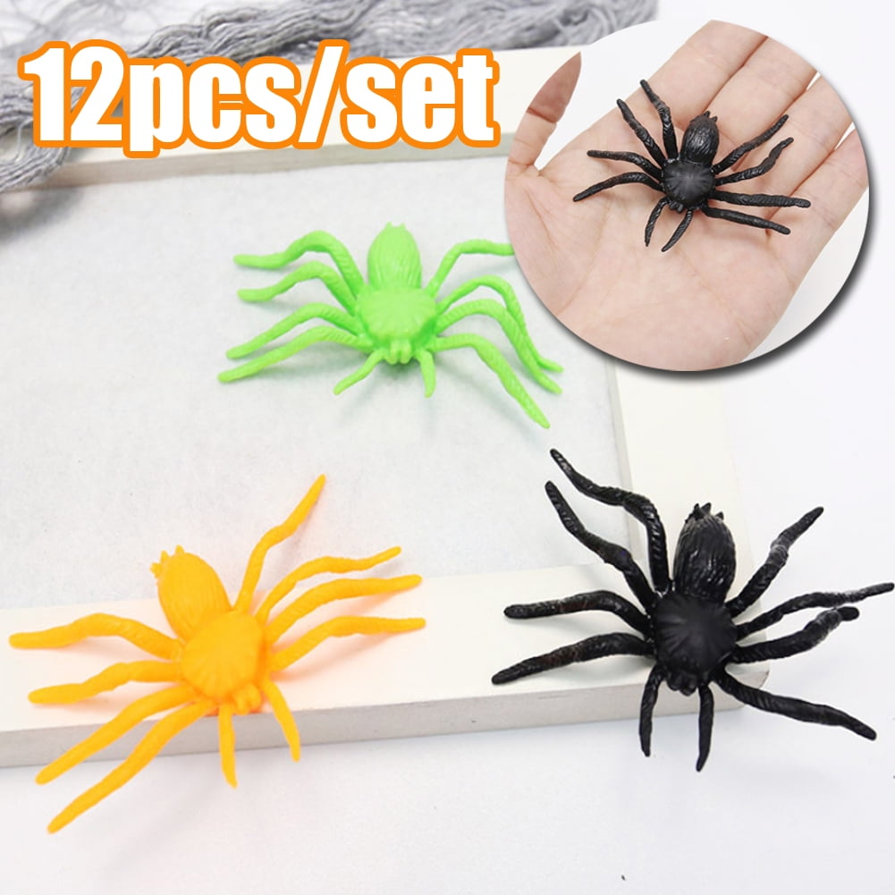 Travelwant 12Pcs Mini Plastic Spiders Halloween Simulated Spiders ...