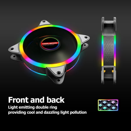 Clairlio COOLMOON 12cm Cooling Fan DC 12V Large 4 Pin Rainbow PC Case ...