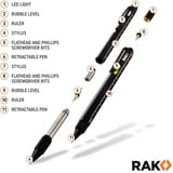 RAK 8-in-1 Multi-Tool Pen Set: LED, Stylus, Rulers, Level, Bottle ...