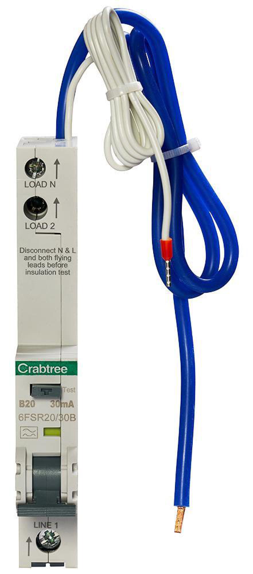 CRABTREE - Loadstar 20A, 30mA Single Pole RCBO, B Curve, 6kA - Walmart.com