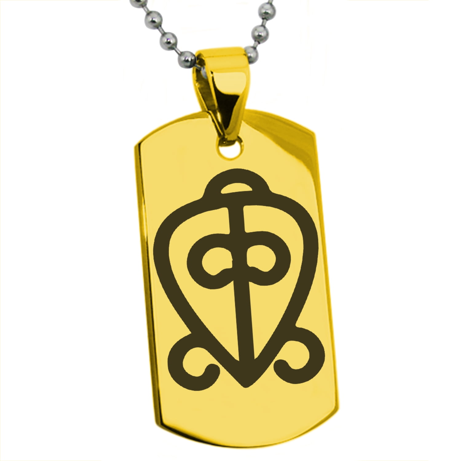 Stainless Steel Aztec Power of Love Rune Engraved Dog Tag Pendant ...