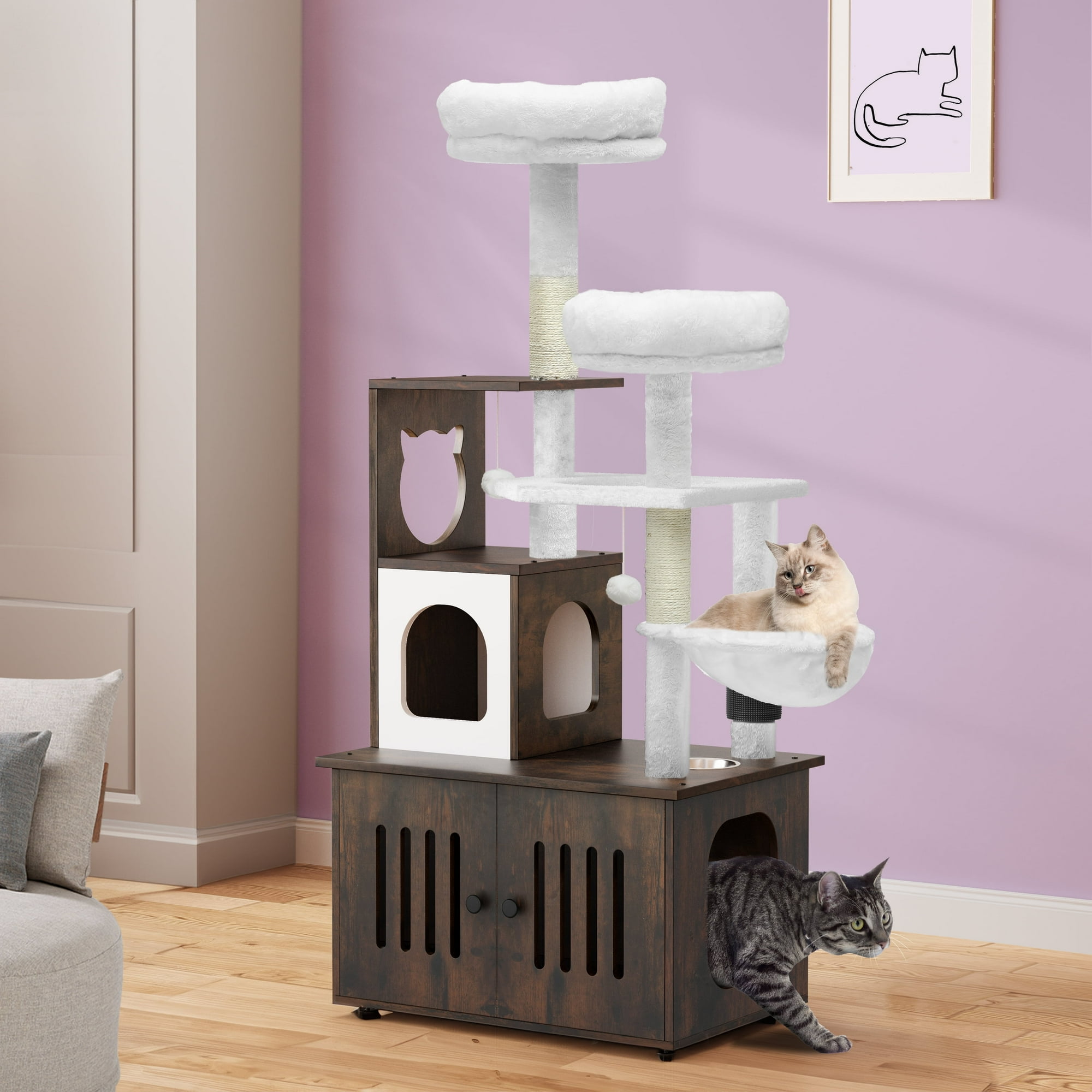 Click here for Dextrus 2-In-1 Cat Furniture Condo  59 Cat Tree Mu... prices