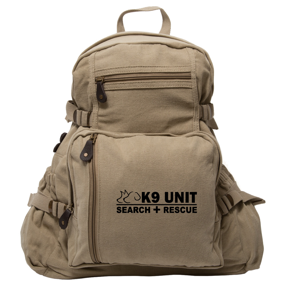K9 Search & Rescue Army Sport Heavyweight Backpack Bag in Khaki & Black ...