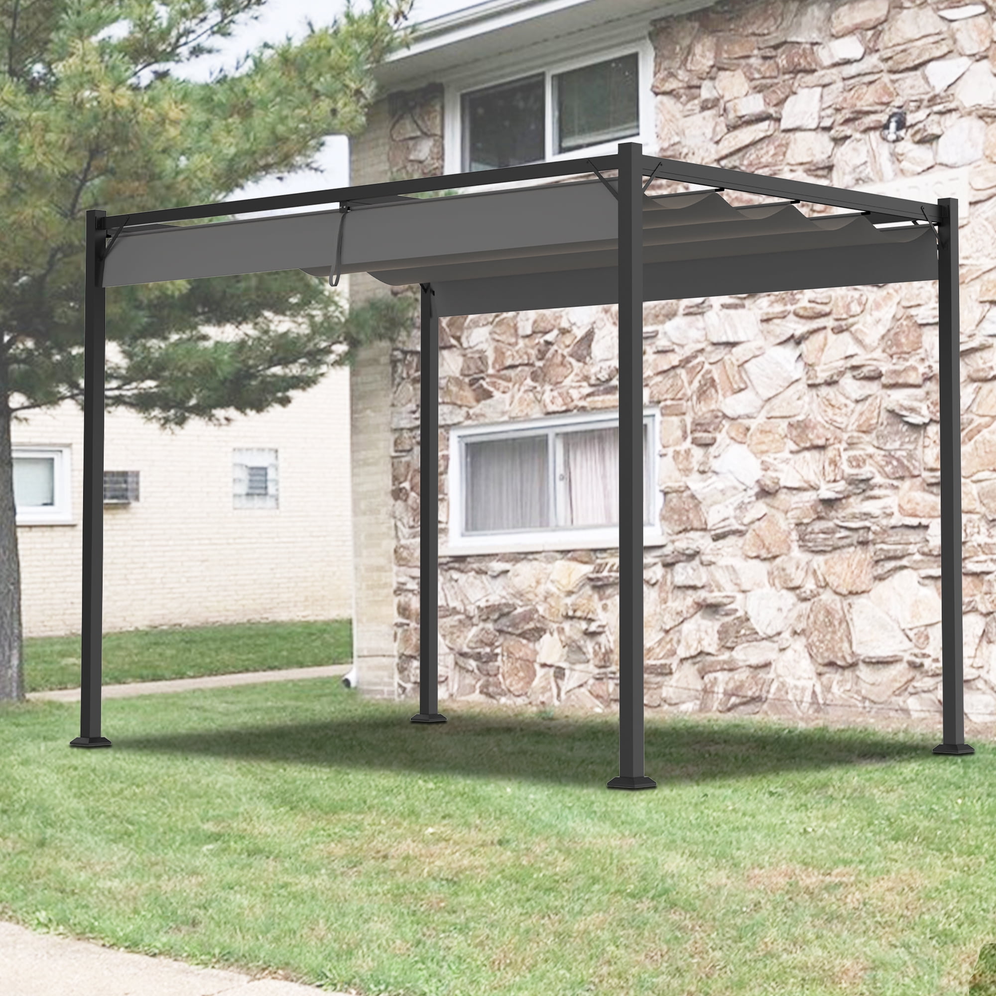 10 x 7 Ft Outdoor Patio Sun Shade Shelter, Garden Gazebo Pergola with ...