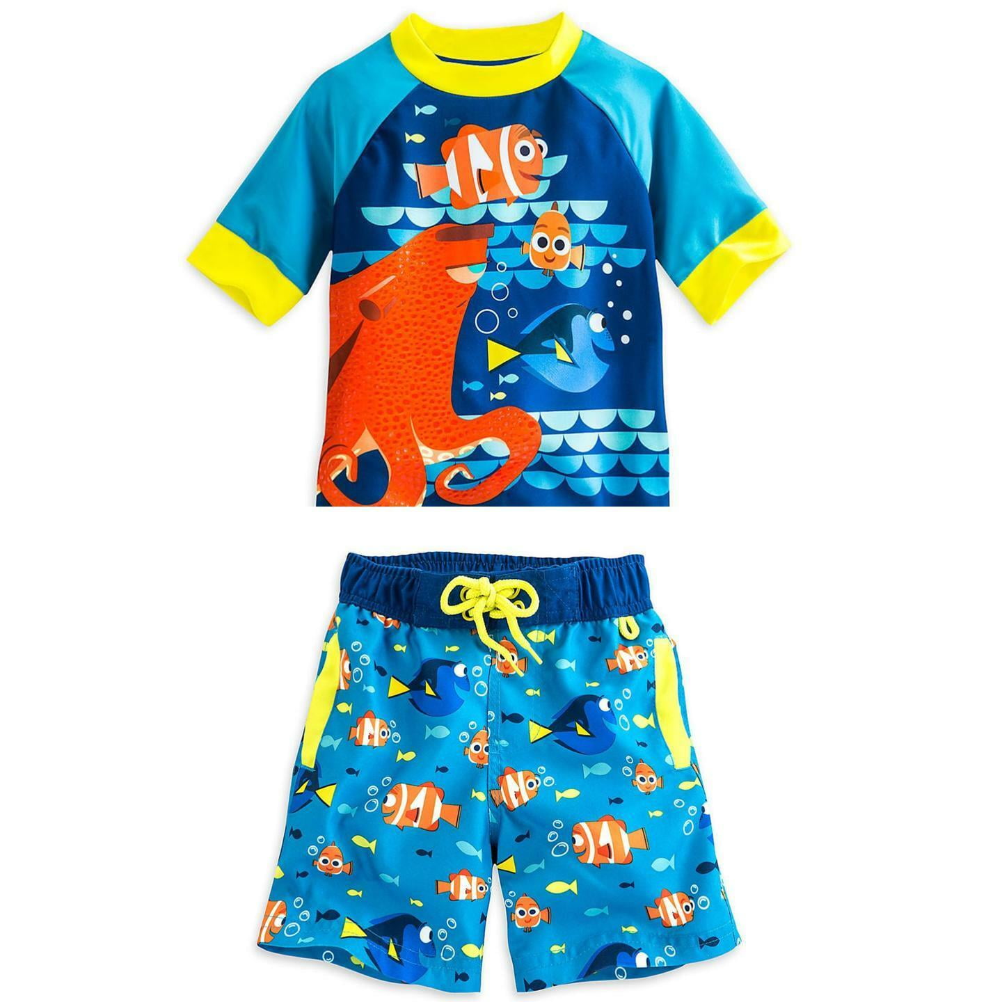 Disney Store Finding Dory Nemo Rash Guard & Swim Trunks Set Boy Size 4 ...