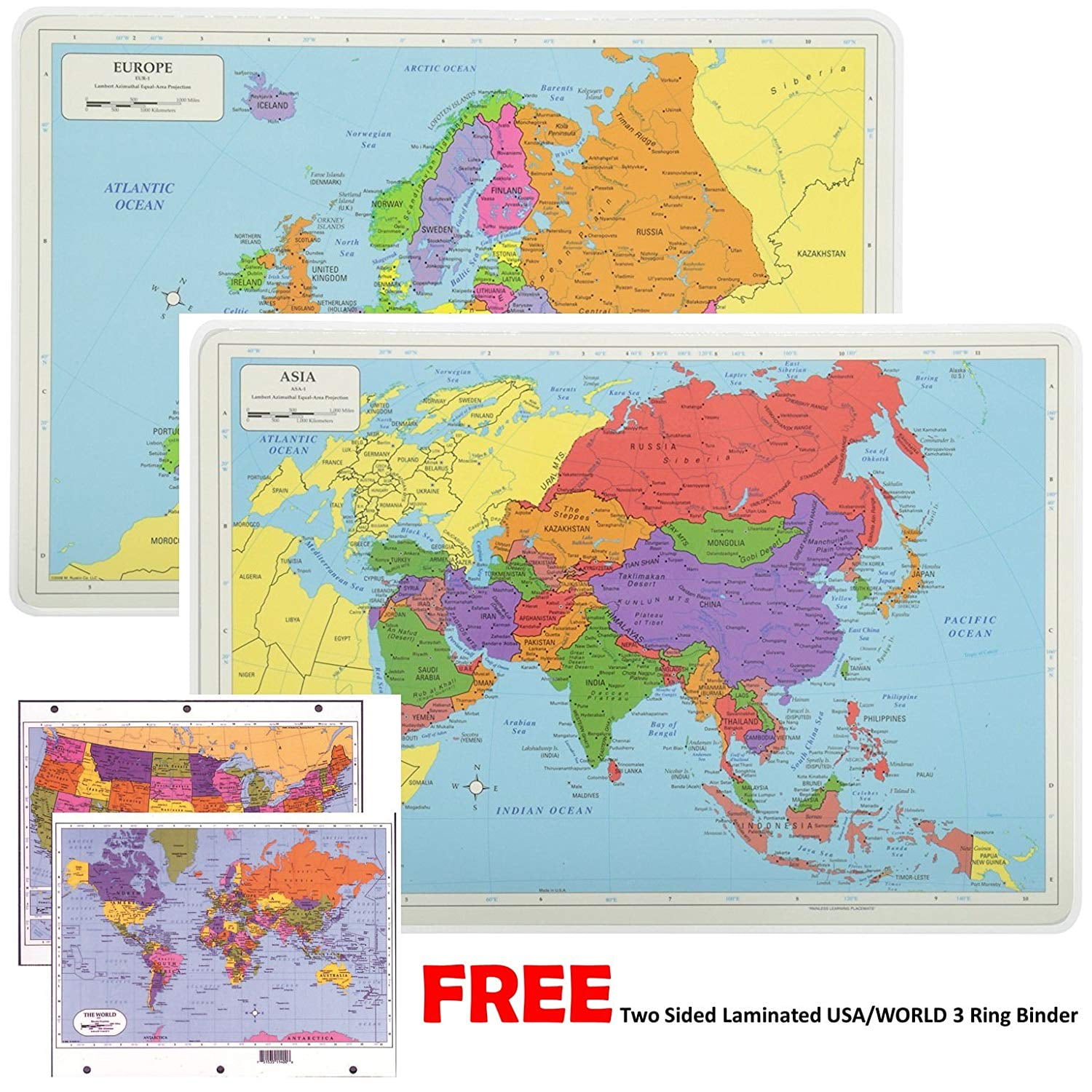 Painless Learning Educational Placemats For Kids Laminated Europe and ...