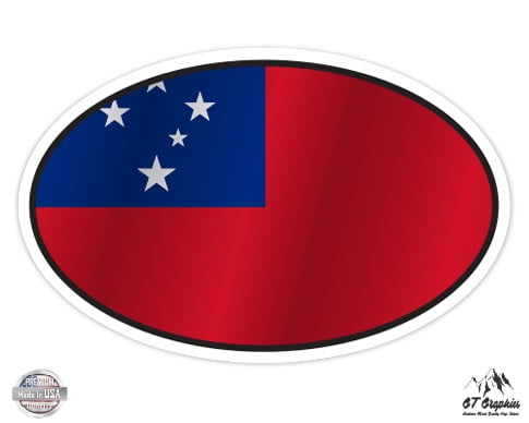 Samoa Flag Oval - 3" Vinyl Sticker - For Car Laptop I-Pad Phone Helmet ...