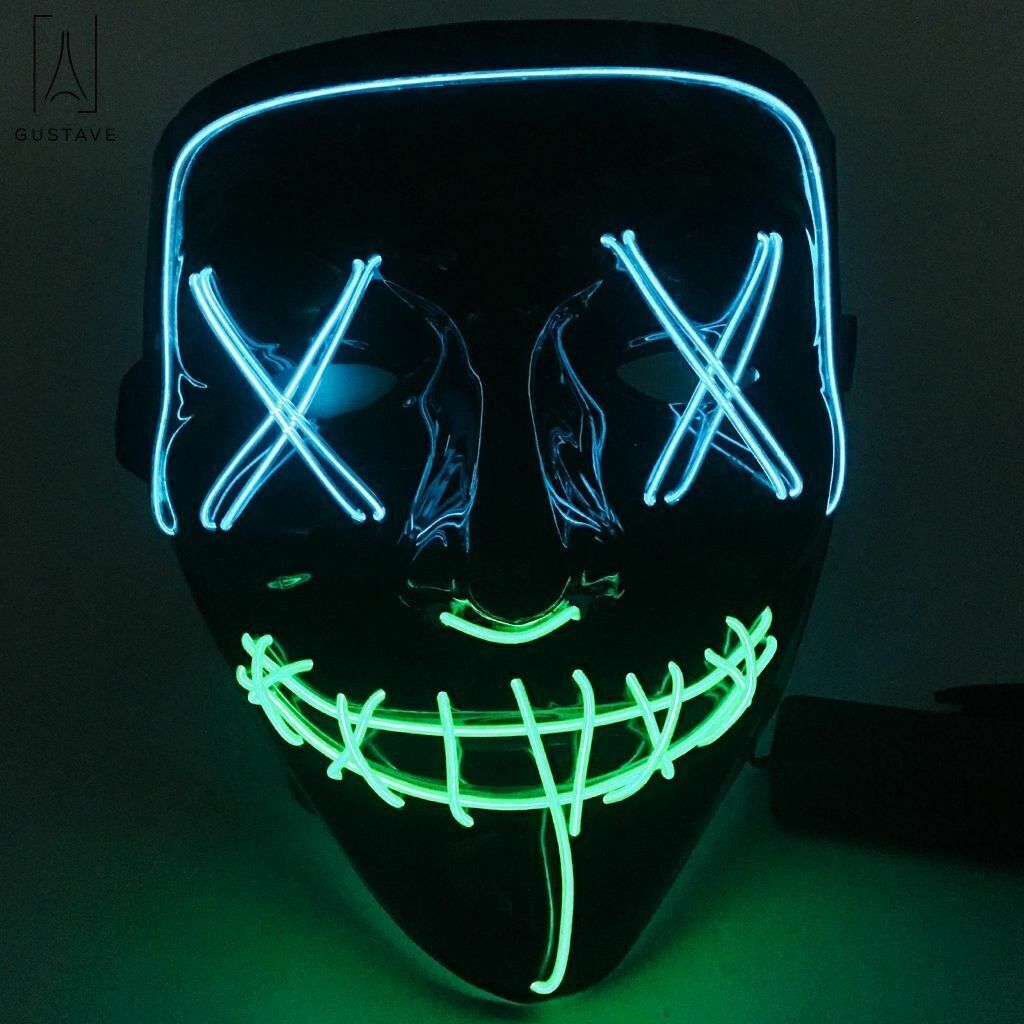 GustaveDesign Halloween Scary Light Mask 4 Modes 2 Colors Cosplay Led ...