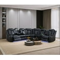 Luxurious Black Leather Sectional Sofa Set with LED Lights, Cup Holders ...