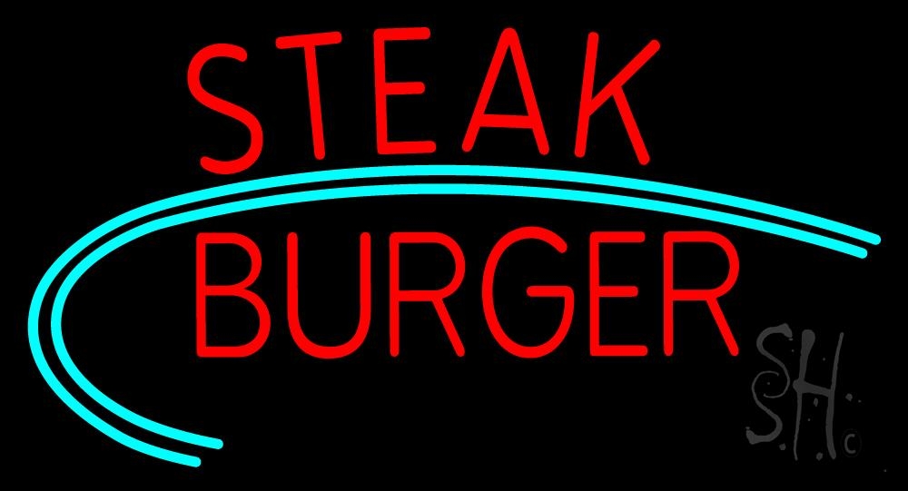 Steak Burger LED Neon Sign 13 x 24 - inches, Clear Edge Cut Acrylic ...